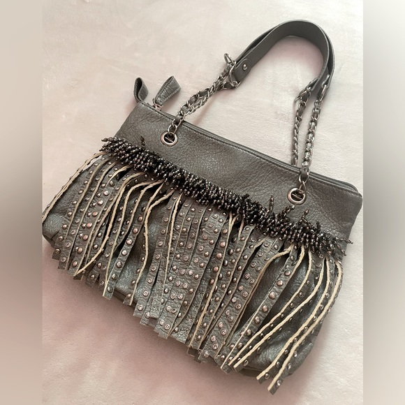 QVC | Bags | Vintage Leather Fringe Embellished Shoulder Bag | Poshmark